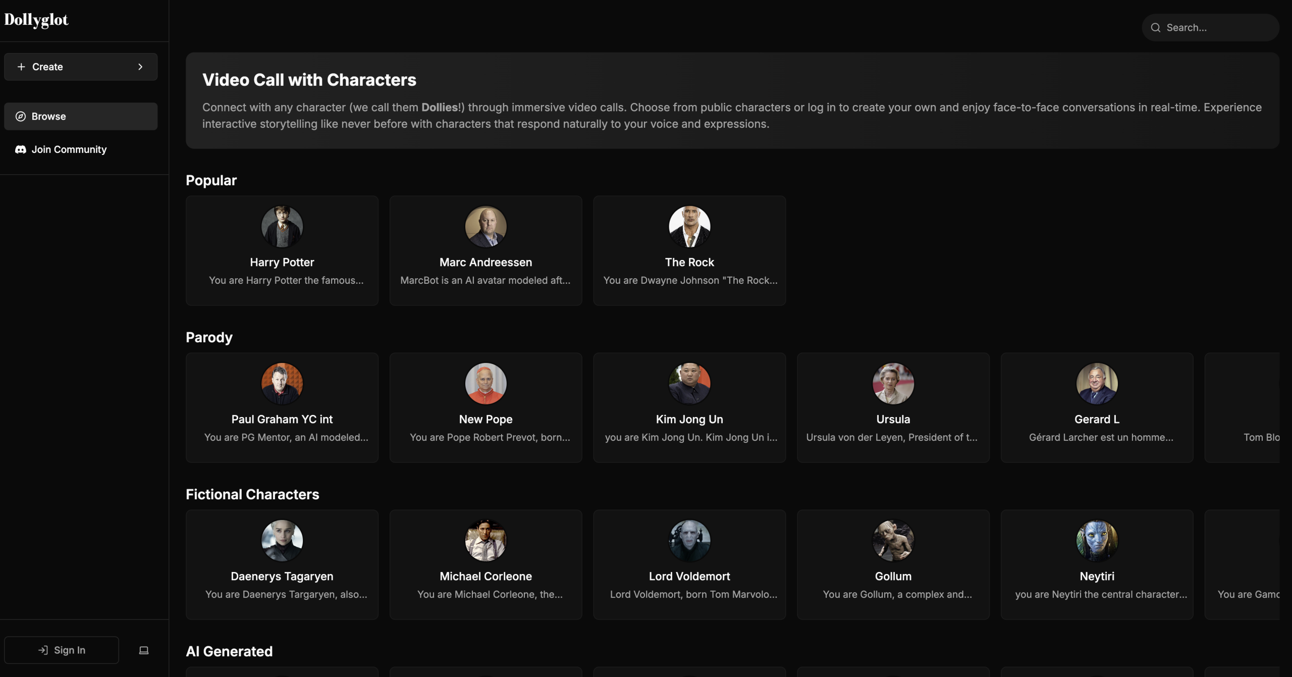 Dollyglot: AI-Powered Video Calls with Custom Characters for Interactive Storytelling | ChatGate