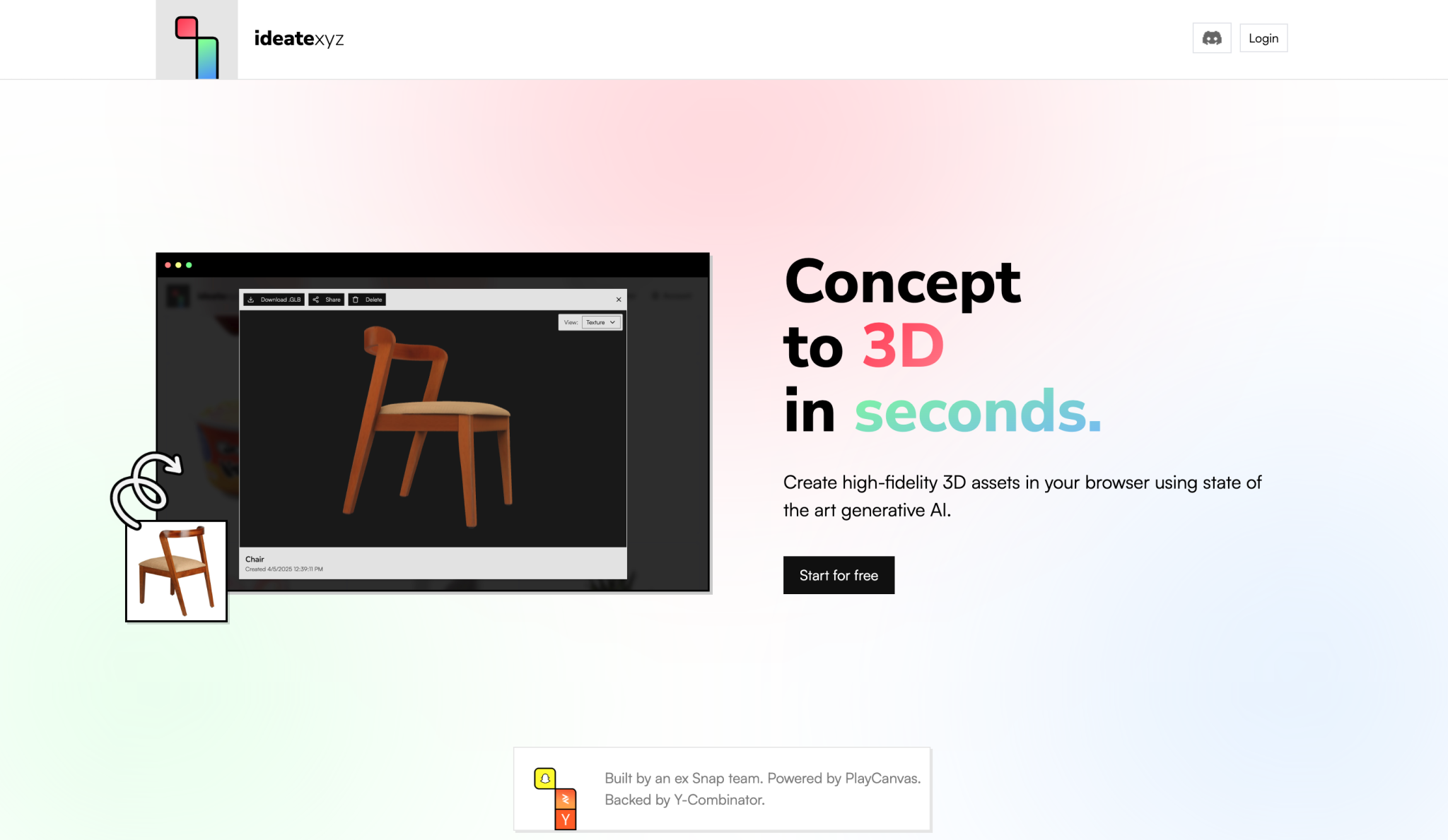 Ideate.xyz: Transforming 2D Concepts into High-Fidelity 3D Assets with AI | ChatGate