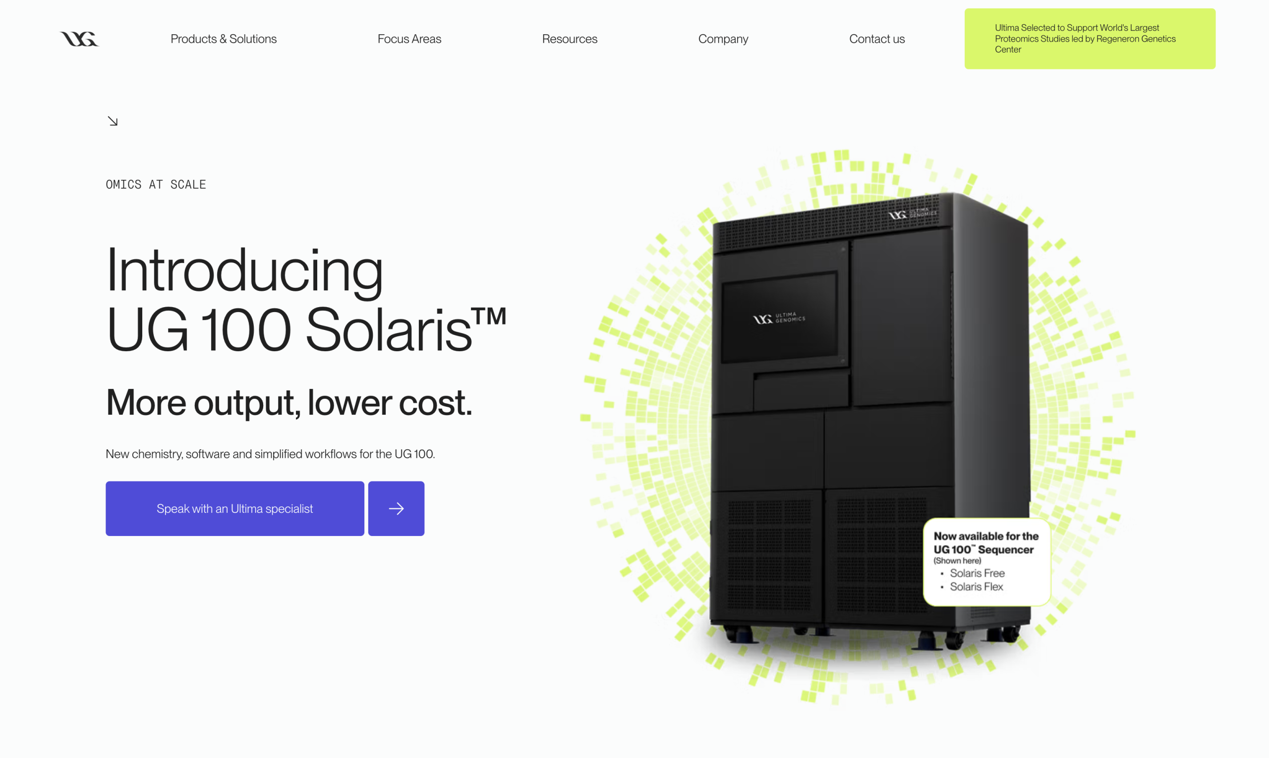 Ultima Genomics UG 100 Solaris: $80 Genome at Scale | ChatGate