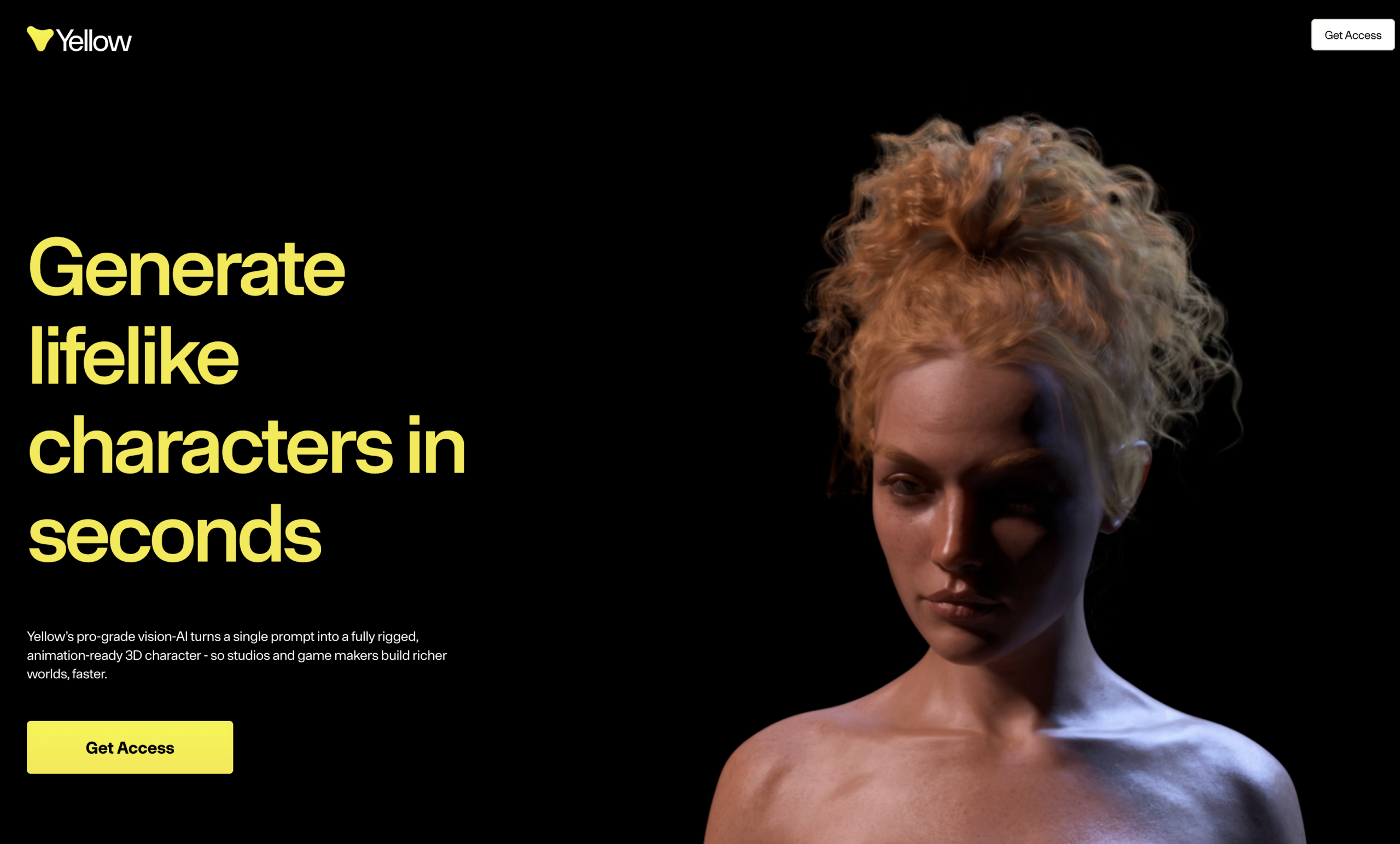 Yellow: Prompt-to-3D, Rigged Character Generation | ChatGate