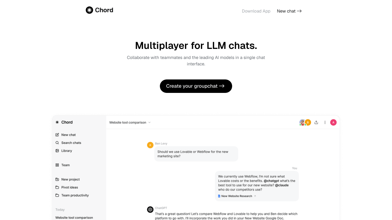 Chord: Collaborative LLM Group Chats for Enhanced Team Productivity | ChatGate