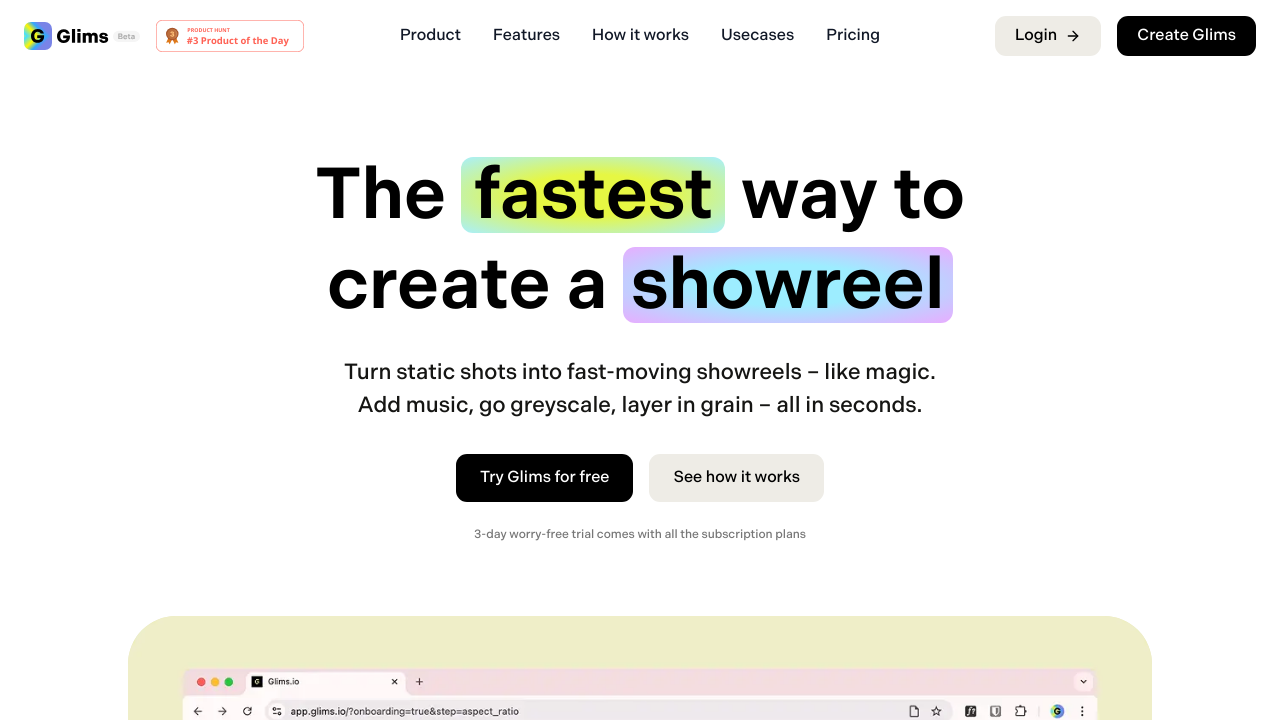 Glims: The Fastest Solution for Creating Showreels from Static Shots ...