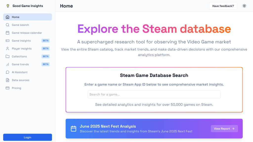 GG Insights: The Definitive Steam Analytics Platform for Game Market ...