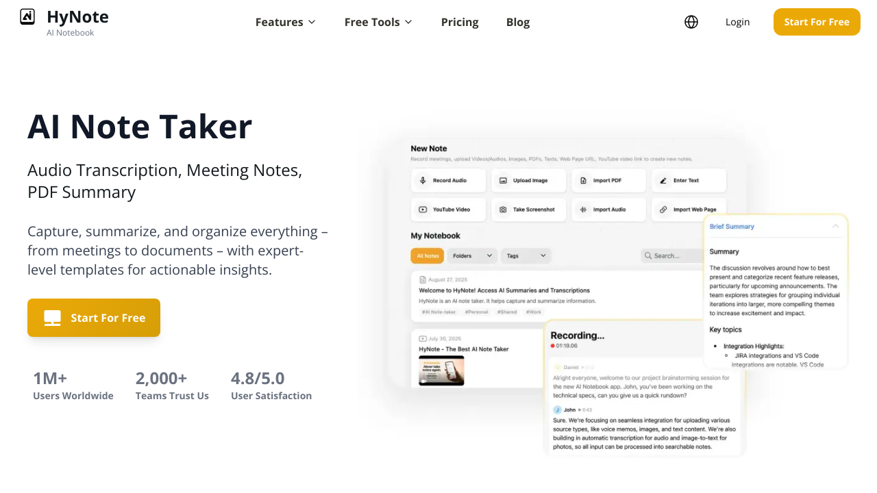 HyNote: AI note-taker for fast summaries | ChatGate