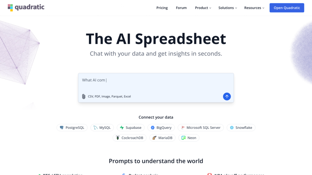 Quadratic: AI-Powered Spreadsheet That Writes Code | ChatGate