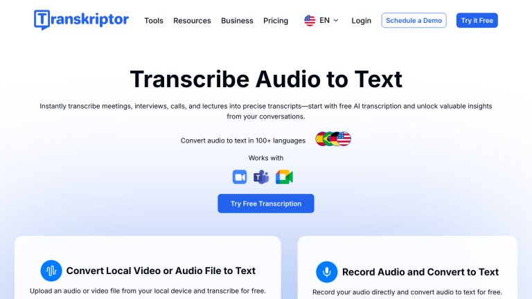 Transkriptor: The AI-Powered Transcription Platform for Accurate, Actionable Insights | ChatGate