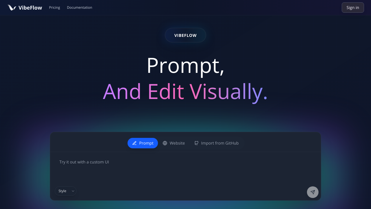 VibeFlow: Prompt-to-full‑stack with visual workflows