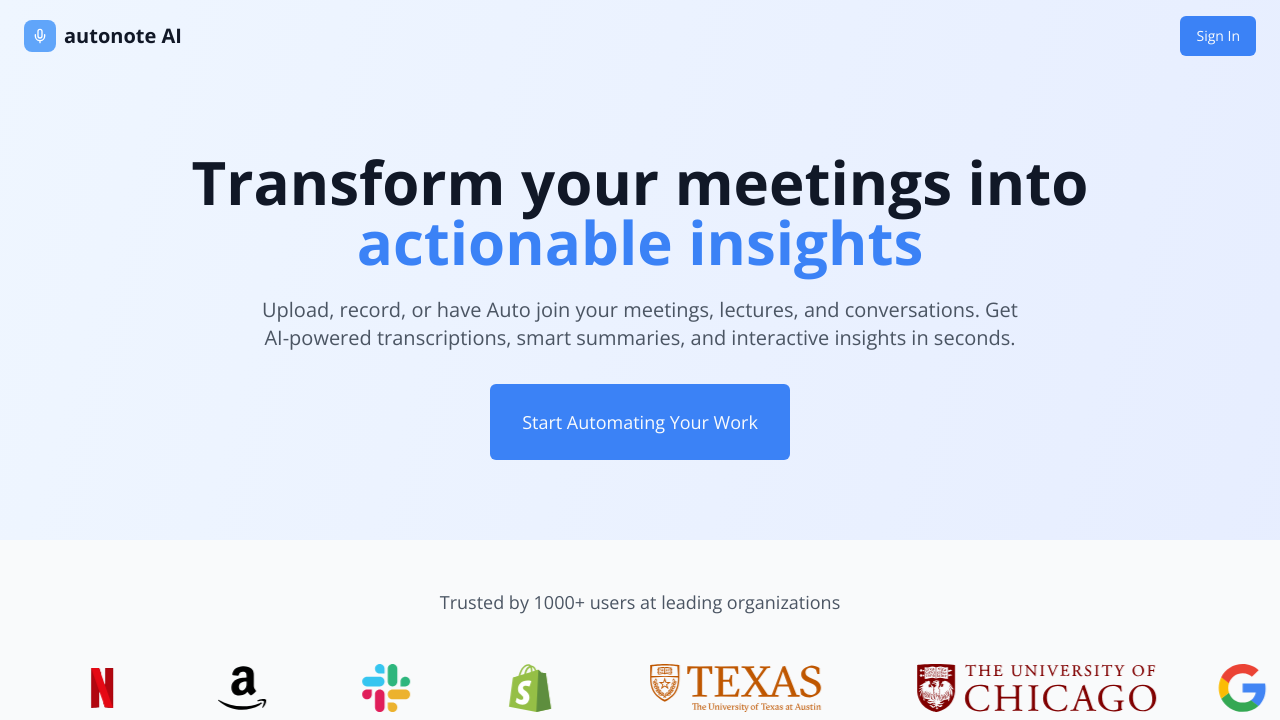 AutoNote AI: Transforming Meetings into Actionable Insights | ChatGate