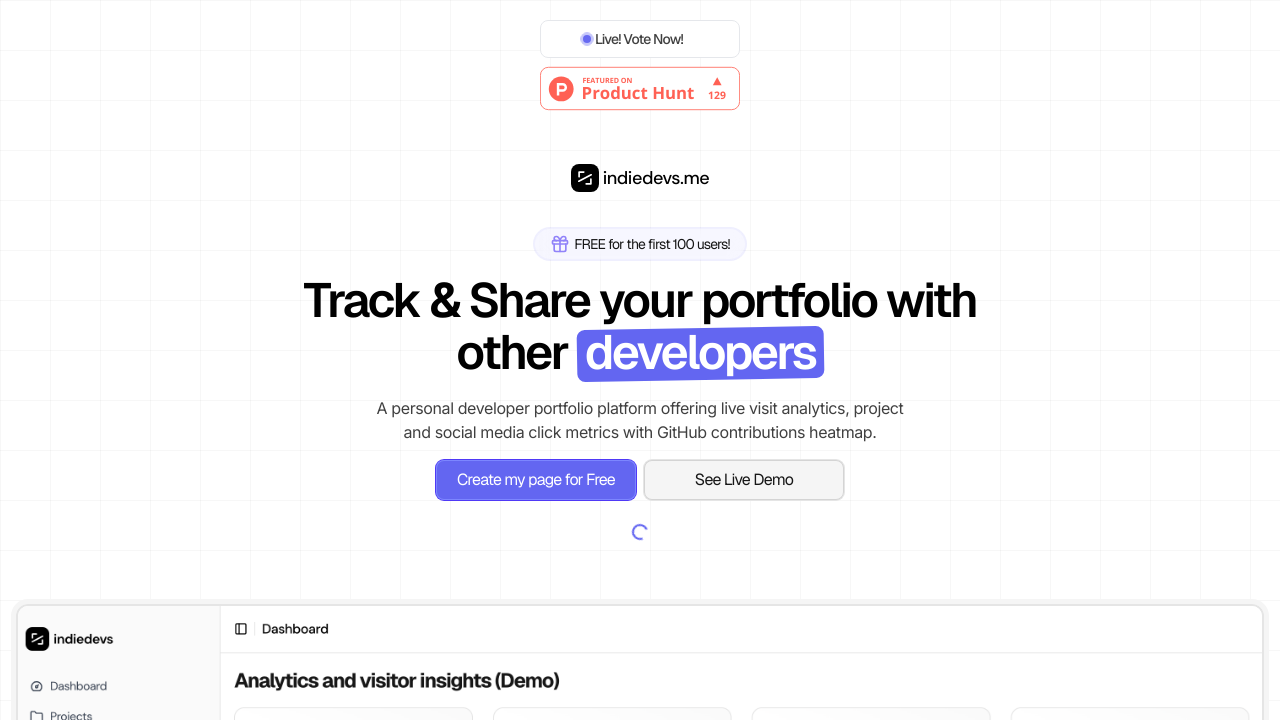 IndieDevs: Developer Portfolios with Live Analytics | ChatGate