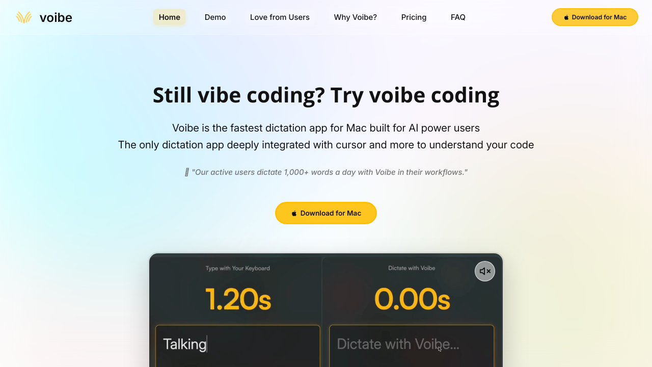 Voibe: Fast on-device dictation for AI coders | ChatGate