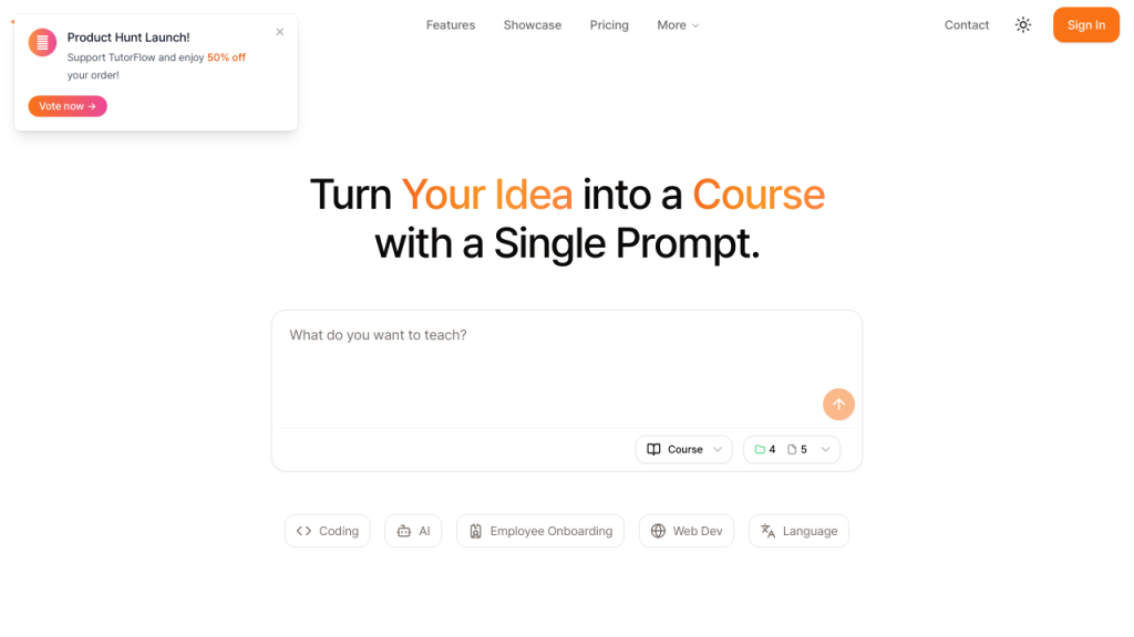 TutorFlow: Build Interactive Courses with One Prompt | ChatGate