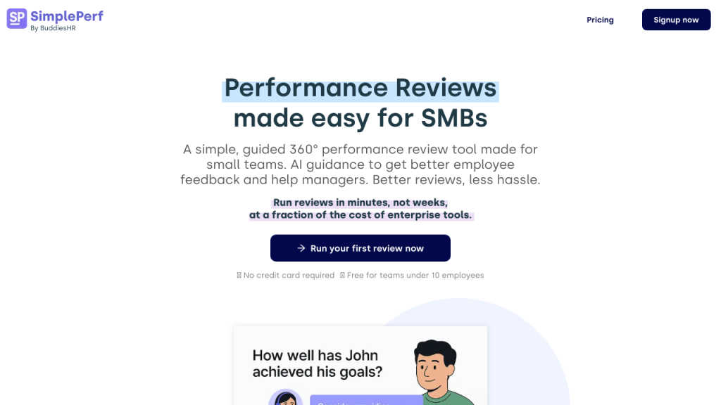 SimplePerf: Guided 360 Reviews for Small Teams | ChatGate