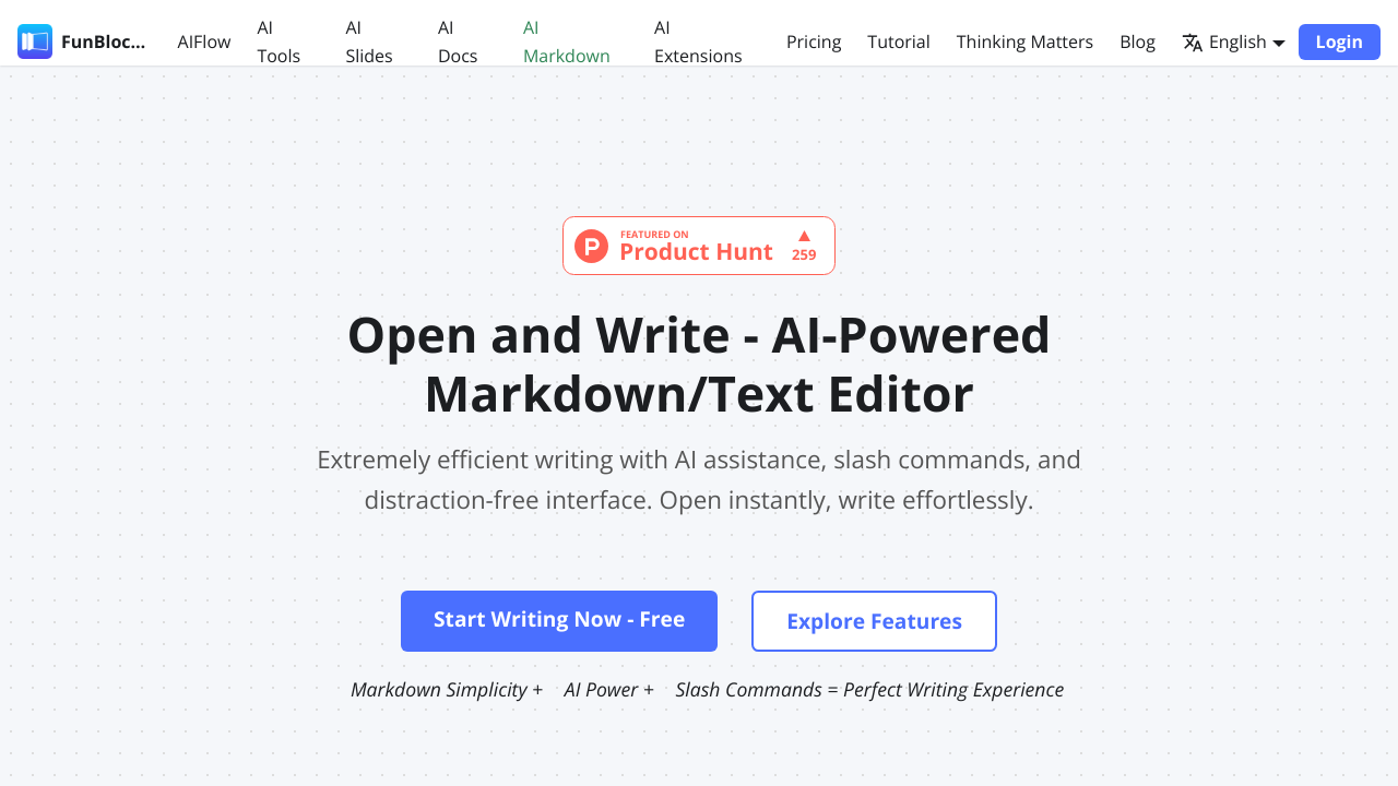 FunBlocks AI Markdown: Keyboard-First Writing with AI | ChatGate