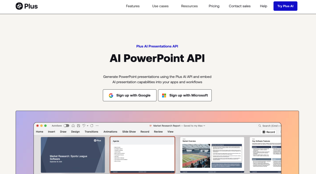 Plus AI PowerPoint API: Generate Native PPTX Slides | ChatGate