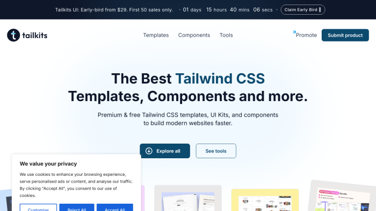 Tailkits: Curated Tailwind Templates and Components | ChatGate