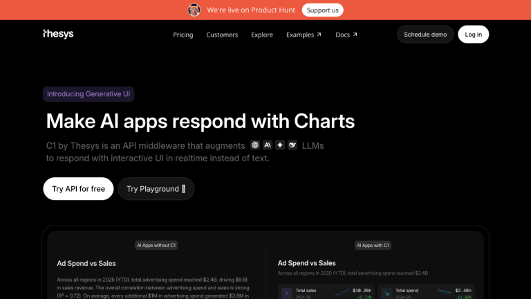 Thesys C1: Make LLMs Respond with Interactive UI | ChatGate