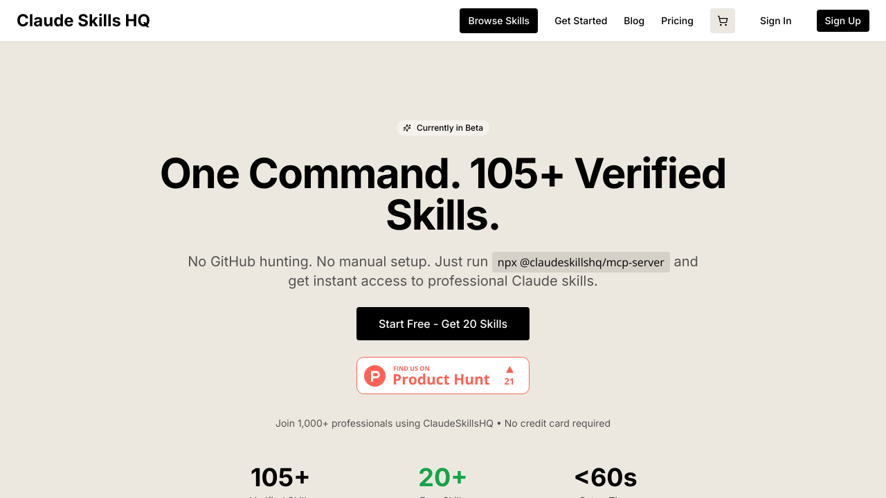 ClaudeSkillsHQ: One-Command Access to Claude Skills | ChatGate