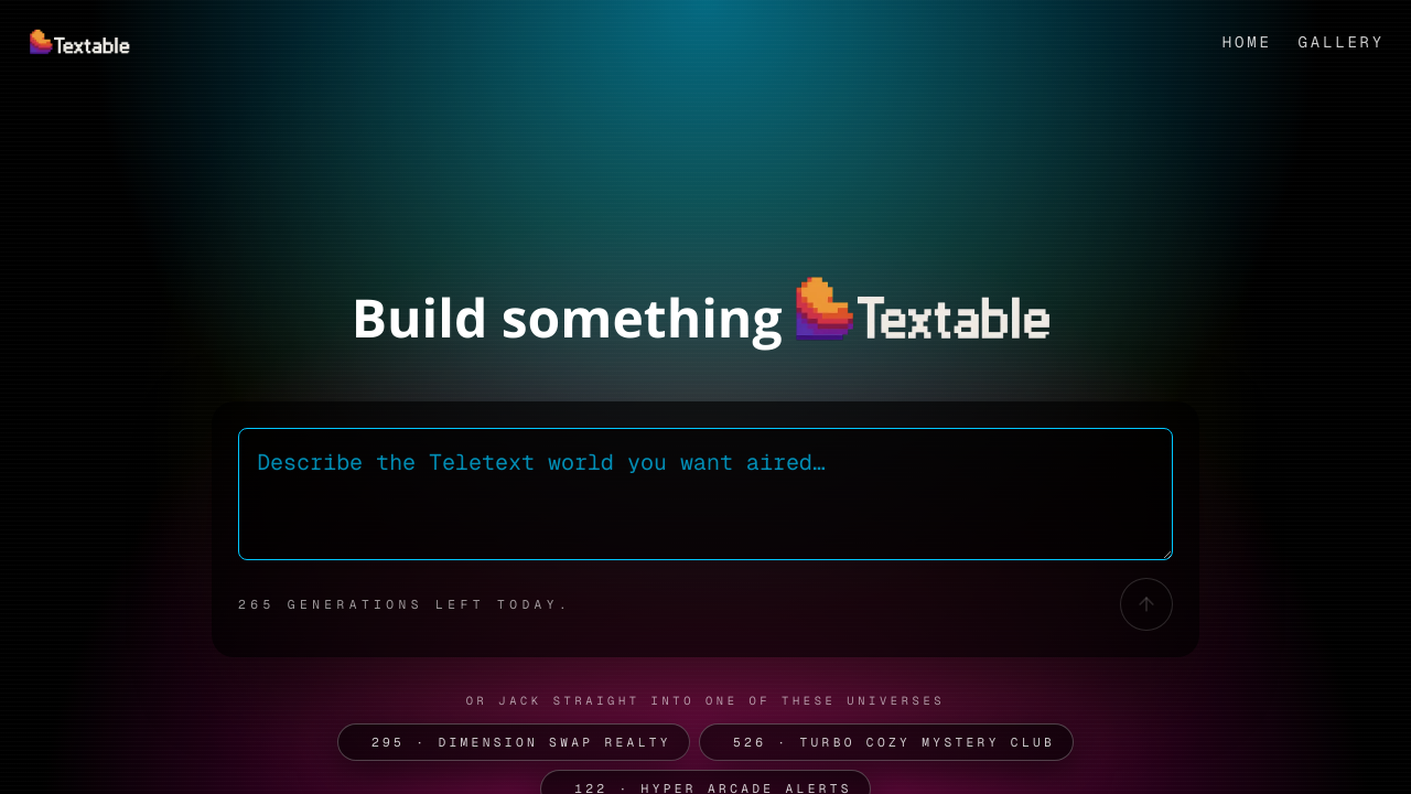 Textable: Generate Retro Teletext Channels from One Prompt | ChatGate