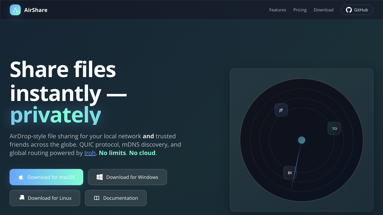 AirShare: Fast, Private Local & Global File Sharing | ChatGate
