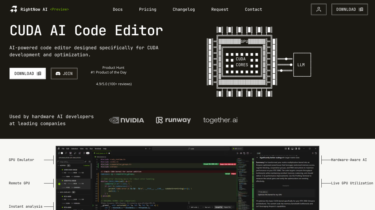 RightNow AI: GPU-aware CUDA Code Editor | ChatGate