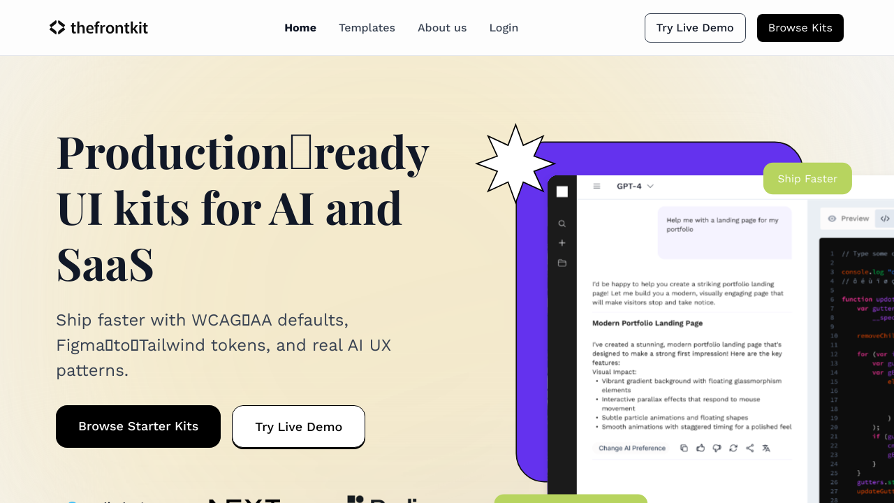 thefrontkit: Production-ready UI kits for AI and SaaS | ChatGate