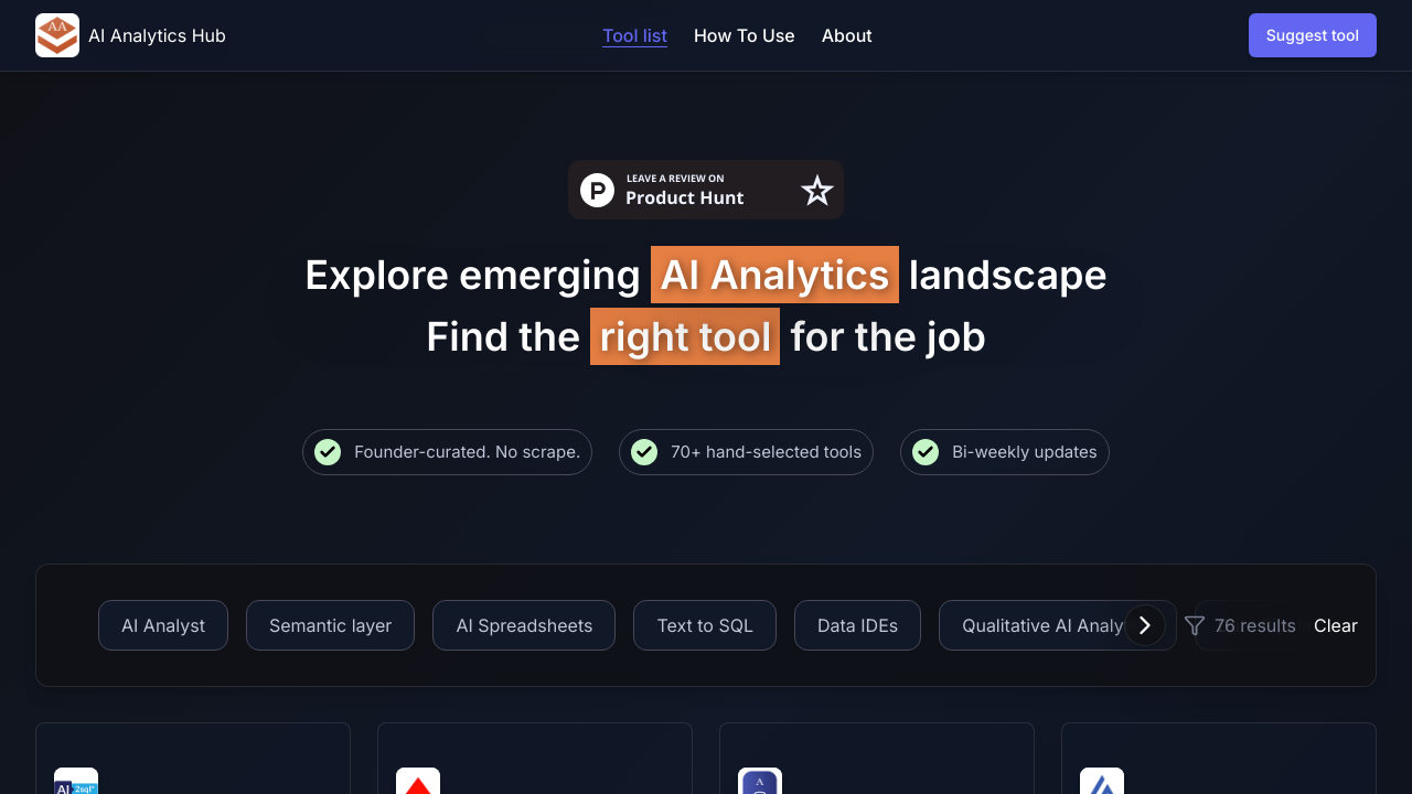 AI Analytics Hub: Founder-curated directory of AI analytics tools | ChatGate