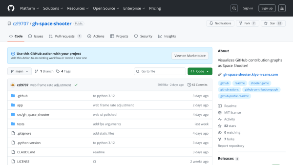 gh-space-shooter: Turn Your GitHub Contributions into a Space Shooter ...