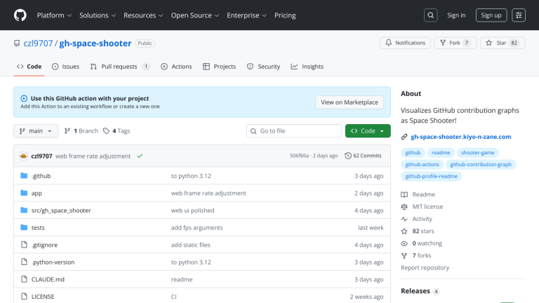 gh-space-shooter: Turn Your GitHub Contributions into a Space Shooter ...