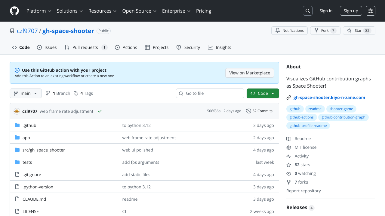 gh-space-shooter: Turn Your GitHub Contributions into a Space Shooter ...