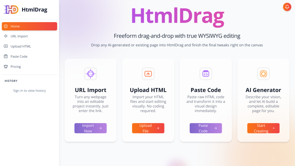 HtmlDrag: Freeform WYSIWYG HTML Editor | ChatGate