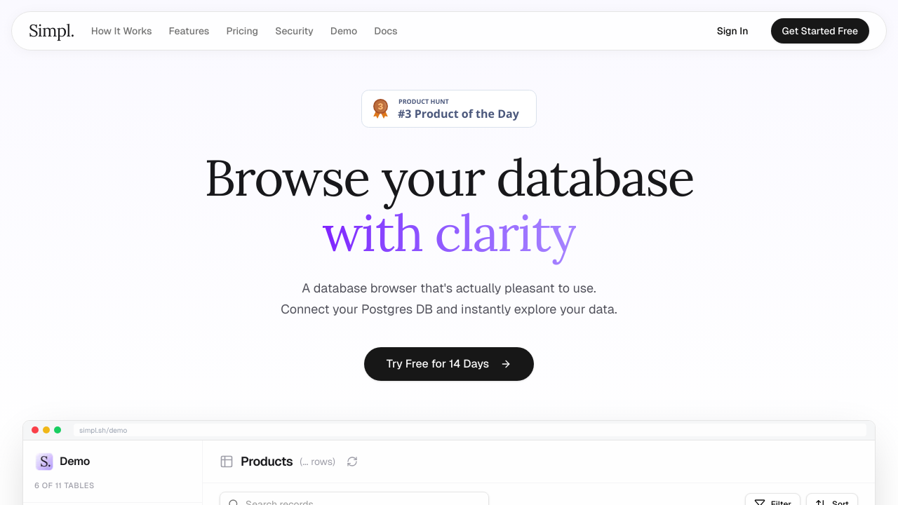 Simpl.: Pleasant, schema-aware Postgres browser | ChatGate